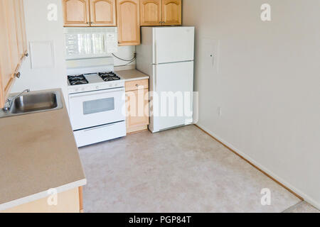 Small modular kitchen in a condominium unit (empty kitchen) - USA Stock ...