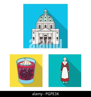 Traveling in Denmark flat icons in set collection for design. Denmark ...