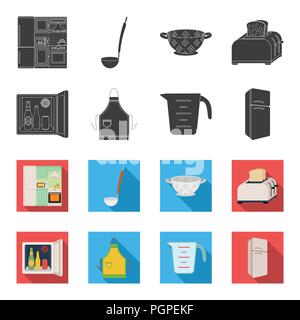 Kitchen equipment black,flet icons in set collection for design ...