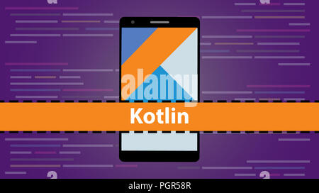 kotlin mobile application programming language coding software technology vector illustration ...