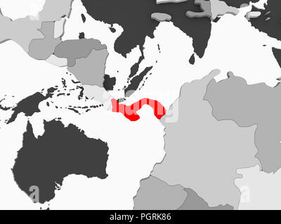Panama in red on grey political map. 3D illustration Stock Photo - Alamy