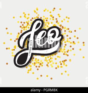 Leo lettering Calligraphy Brush Text horoscope Zodiac sign illustration ...