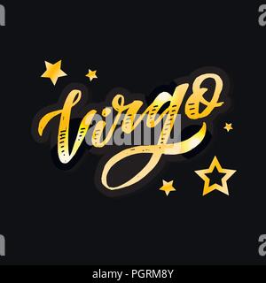 Virgo lettering Calligraphy Brush Text horoscope Zodiac sign ...