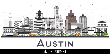 austin skyline outline on white background, vector illustration Stock ...