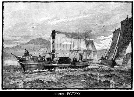 The first passenger paddle steamer, Henry Bell's P S Comet, on the ...