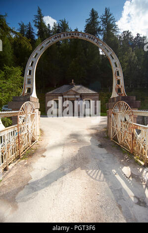 The Victorian Road bridge at the Mar Lodge Estate entrance, Braemar ...