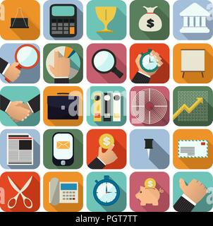 Search tags white flat icons on color rounded square backgrounds. 6 ...