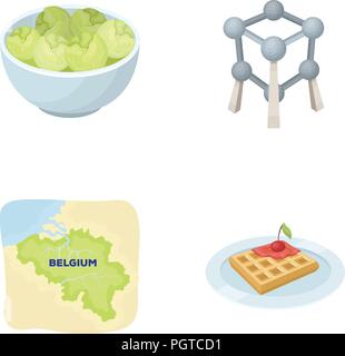 Cartoon map of Belgium. Travel illustration with landmarks, buildings ...