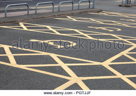 Disabled parking space with yellow hatching and number 372 Stock Photo ...
