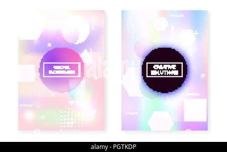 Liquid shapes cover with dynamic fluid. Neon bauhaus gradient wi Stock ...