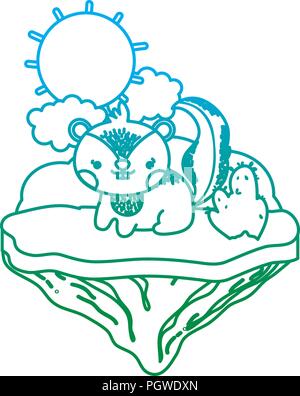 degraded line nice chipmunk animal in the float island Stock Vector ...