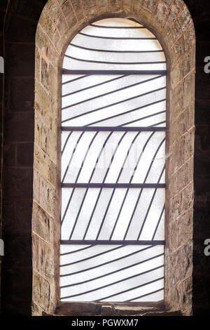 Stained glass window by Pierre Soulages, Sainte Foy abbey church in the ...