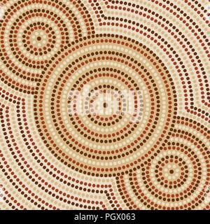 Aboriginal dot painting seamless pattern, bohemian Mandala vector dot art, retro folk design ...