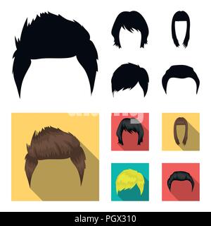 Mustache and beard, hairstyles flat icons in set collection for design ...