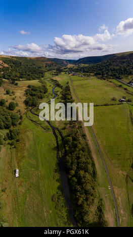 Aerial View of Sirhowy River in the welsh town of Tredegar, Wales UK ...