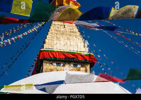 Symbol of Nepal, Buddha's Eyes in Kathmandu Stock Photo - Alamy