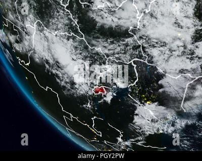 Rwanda at night with visible country borders. 3D illustration. Elements ...