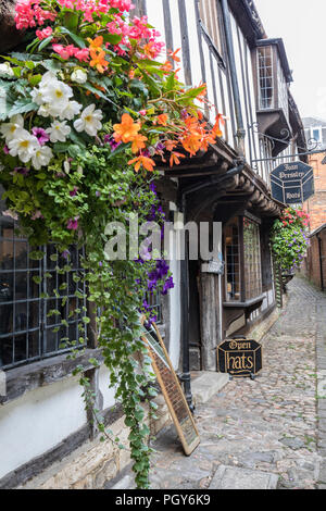 Hat shop, St John's Alley, 16th century timber framed buildings with ...