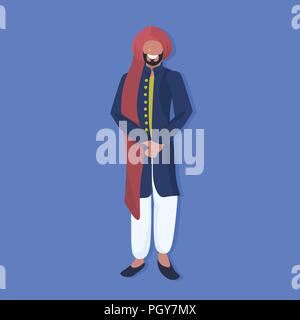 indian man standing in national traditional clothes male cartoon ...