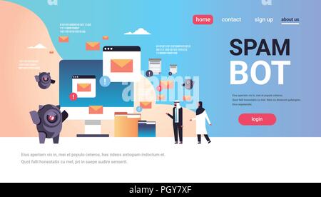 spam bot email spamming attack robot computer application internet spammer concept artificial ...