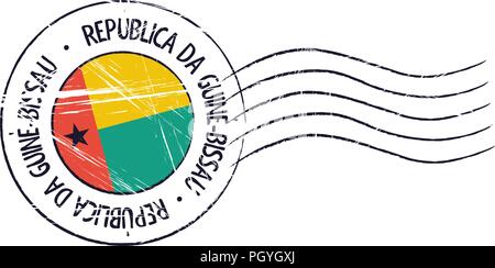 Guinea grunge postal stamp and flag on white background Stock Vector ...