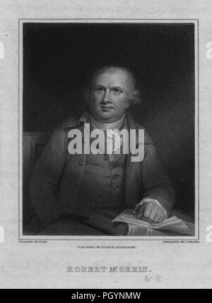 An engraving from a portrait of Robert Morris, he was a founding father ...