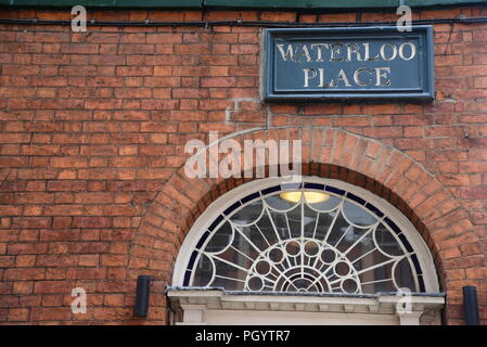 Manchester University Waterloo Place buildings. Row of terraced houses ...