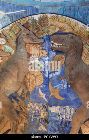 Prehistoric life, art in Moscow Paleontological Museum, Moscow, Russia ...