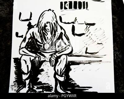 cartoon anime character in jail cell Stock Photo - Alamy