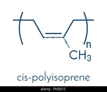 Natural rubber (cis-1,4-polyisoprene), chemical structure. Used to ...