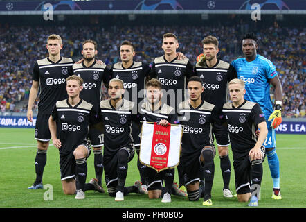 Team Ajax pose before the Champions League opening phase soccer match ...