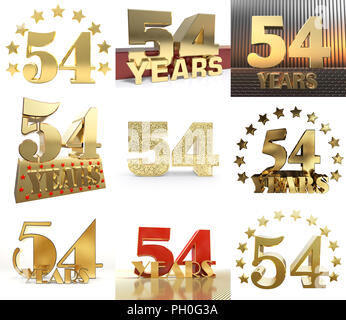 A 3d illustration of golden number 54 percent isolated on beige ...