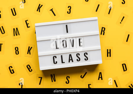 I love class lightbox message on a bright yellow background Stock Photo ...