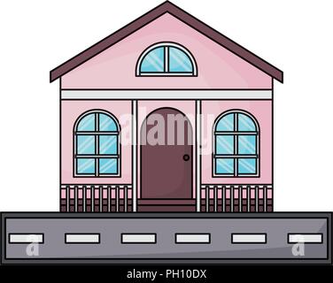 modern house and road over white background, vector illustration Stock ...