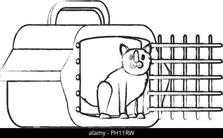 transport box with cute cat over white background, vector illustration ...