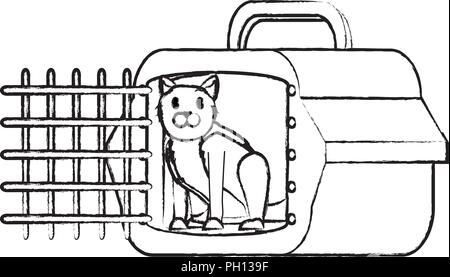 transport box with cute cat over white background, vector illustration ...