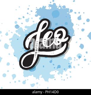 Leo lettering Calligraphy Brush Text horoscope Zodiac sign illustration ...