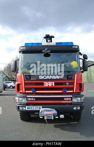 a Scania R420 Fire Engine in the service of Duxford Airfield, England ...