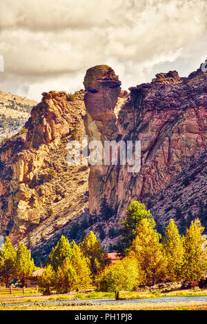 The Monkey Face in Smith Rock State Park near Terrebonne Oregon USA ...