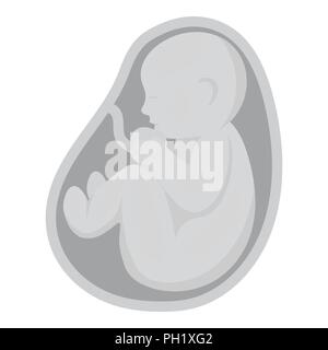 Gray baby logo. Fetus icon. Happy child isolated on white background ...