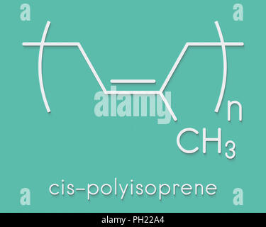 Natural rubber (cis-1,4-polyisoprene), chemical structure. Used to ...