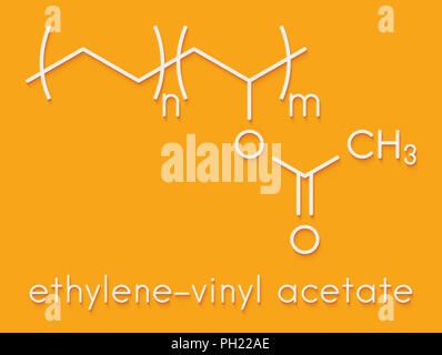 Ethylene-vinyl acetate (EVA) copolymer, chemical structure. Skeletal ...