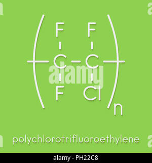 Polychlorotrifluoroethylene (PCTFE) polymer, chemical structure ...