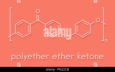 Polyether ether ketone (PEEK) polymer, chemical structure. Stylized ...