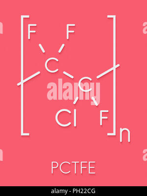 Polychlorotrifluoroethylene (PCTFE) polymer, chemical structure ...