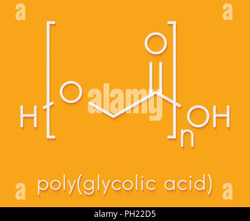 Polyglycolide or polyglycolic acid, PGA molecule. It is a biodegradable ...