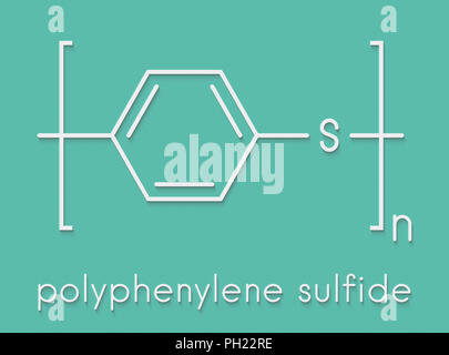 Polyphenylene sulfide (PPS) polymer, chemical structure. Commonly used ...