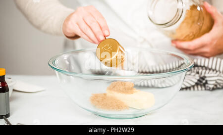 Step by step. Mixing ingredients for vanilla cupcakes Stock Photo - Alamy