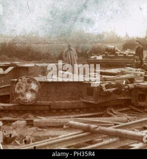 A Big Bertha, a heavy howitzer gun developed in Germany at the start of ...