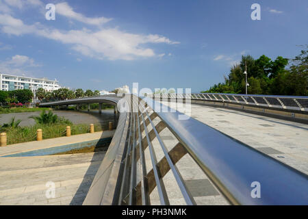 Anh Sao or Starlight Bridge is a pedestrian bridge with waterfall and ...